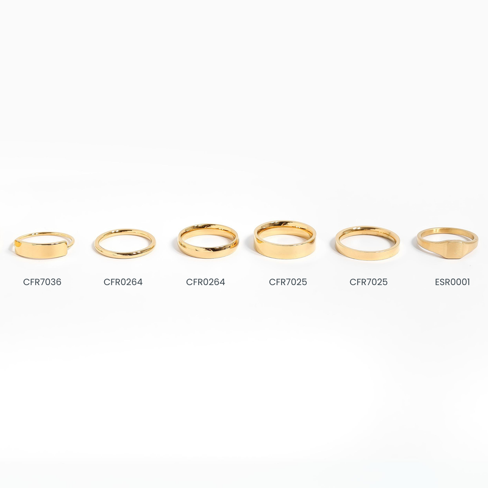 18K Gold PVD Stainless Steel Flat Blank Ring / CFR7025