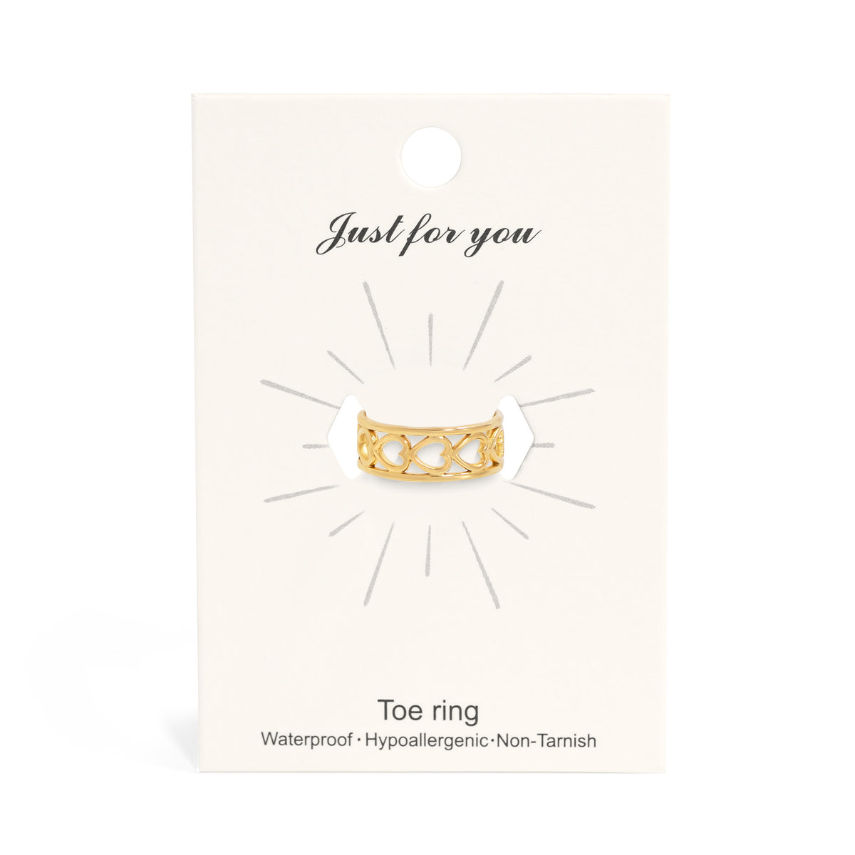 18K Gold PVD Stainless Steel Horizontal Heart Toe Ring / KSS0014 ...