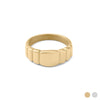 18K Gold PVD Stainless Steel Ridged Band Signet Ring / KSS0038