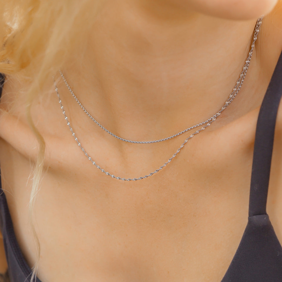 Stainless Steel Twisted Round Link Chain Necklace
