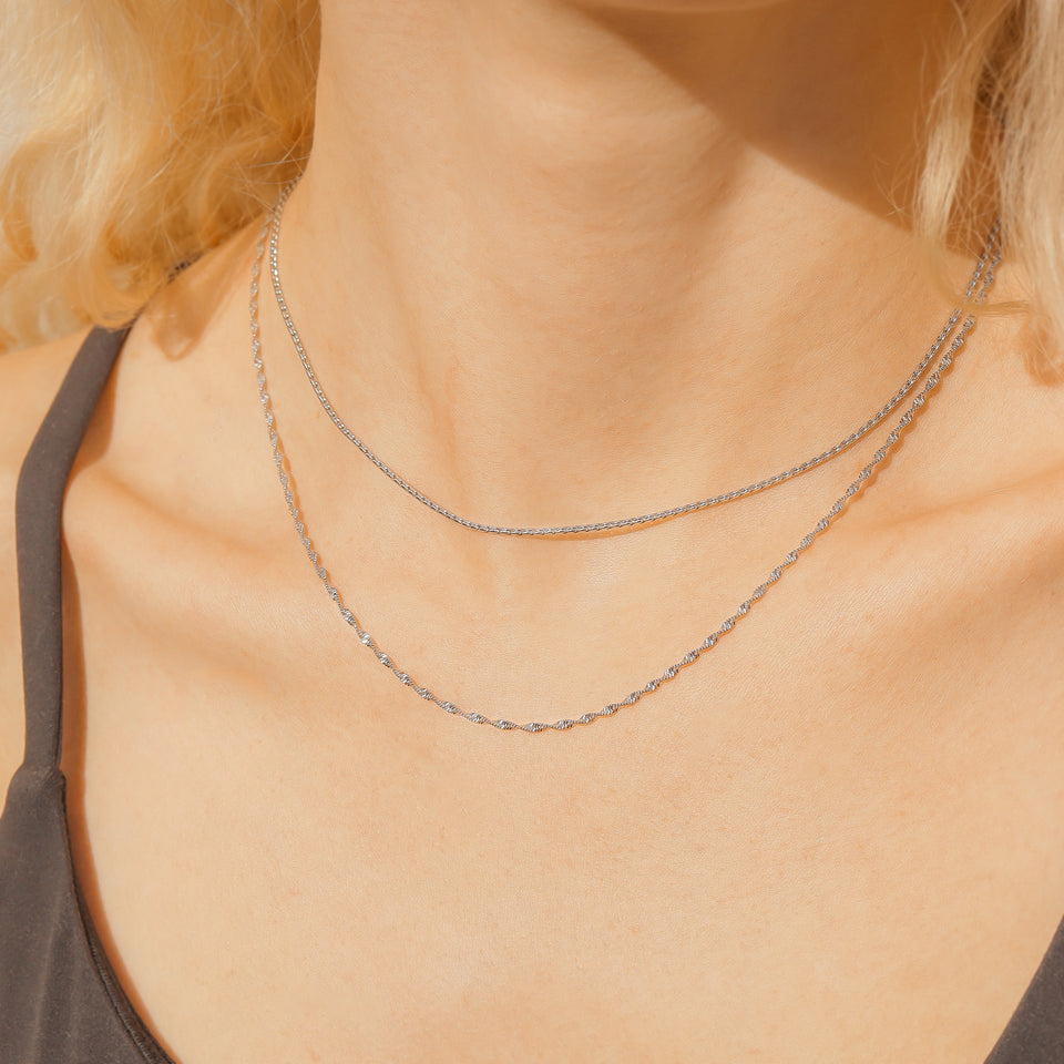Stainless Steel Twisted Round Link Chain Necklace