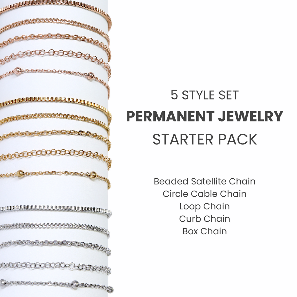 Permanent Jewelry Stainless Steel Chain Starter Kit - 5 Chain Style Pa ...