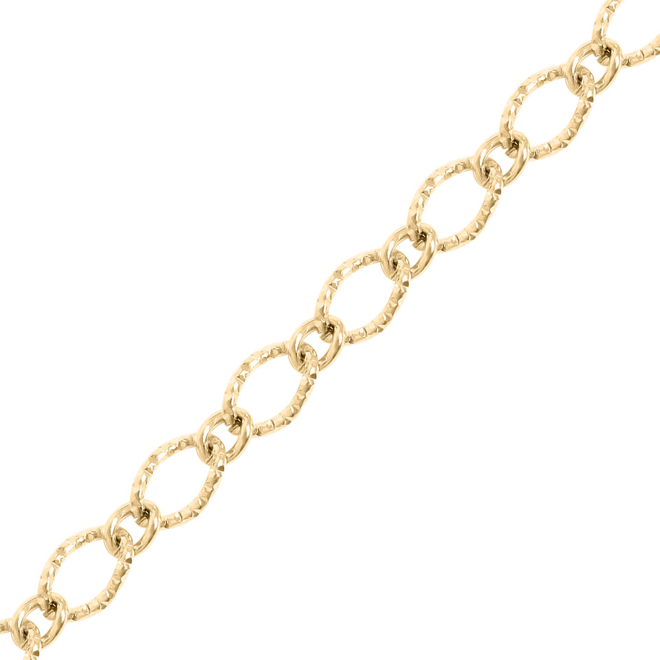 18K Gold PVD Stainless Steel Hammered Oval Chain - By The Foot / SPL10