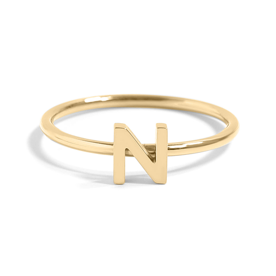 18K Gold Pvd Stainless Steel Initial Stacking Rings N Z
