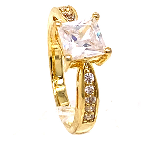 Cz Center Stone Cz Accents Gold Over Brass Ring Fsr0003 | Wholesale ...